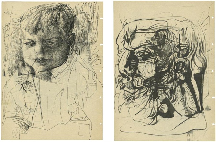 Enfant et Vieil homme Enfants autour dune table 2 works by Alexander ...