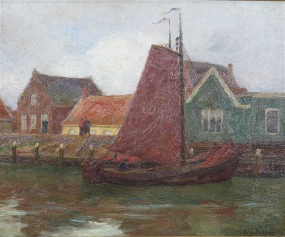 Een Volendamse visserboot aan de kade by Edgard Farasyn on artnet