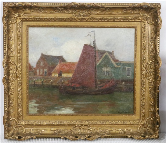 Een Volendamse visserboot aan de kade by Edgard Farasyn on artnet
