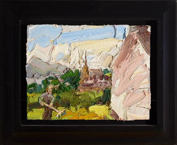 HAY MAKING AT WIDOWS ROW, DUNDRUM, WITH THE MOURNE BEHIND by George ...