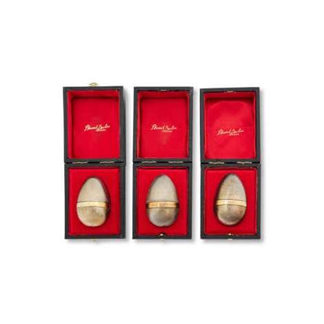 Stuart Devlin, three silver-gilt novelty surprise eggs by Stuart Devlin ...