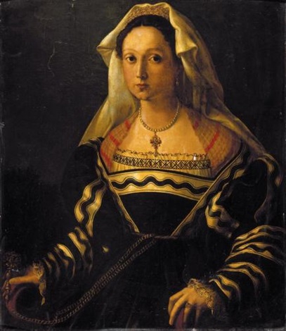 Portrait of a noblewoman Vittoria Colonna wearing a black and white ...