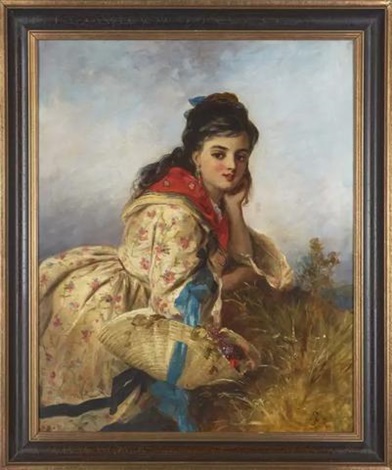 A lady collecting flowers in her bonnet by Thomas Kent Pelham on artnet