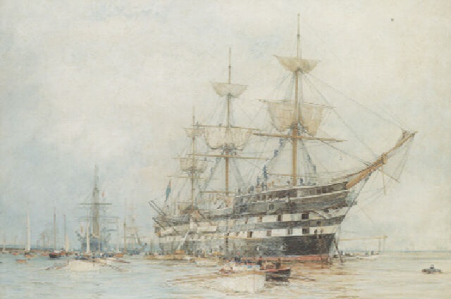 Rearing the lions whelps, HMS Worcester off Greenhithe by William ...