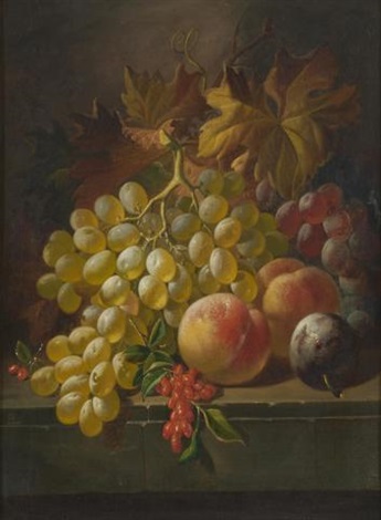 A still-life of fruit on a stone ledge by Edward Ladell on artnet
