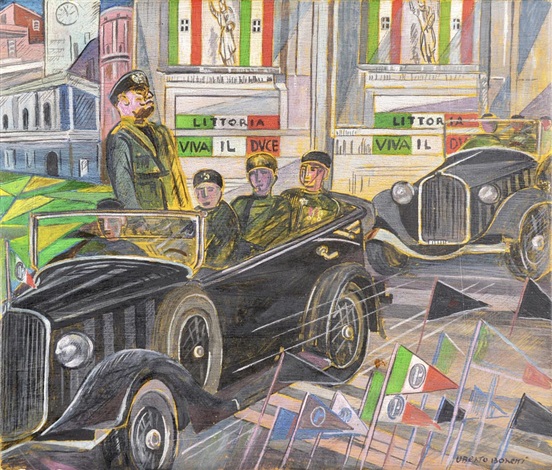 Benito Mussolini. Viva il duce. A part of a triptych dedicated to the ...