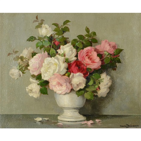 Roses in a vase by Maurice Alfred Decamps on artnet
