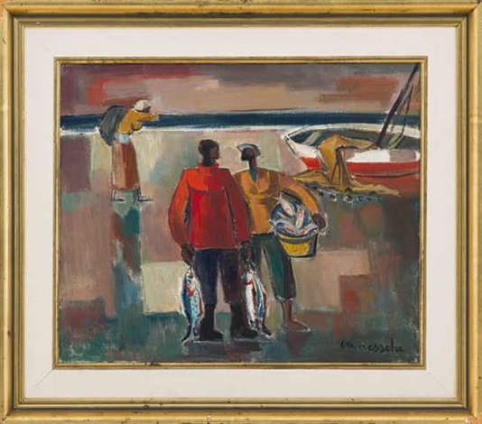 Fishermen, Woman and Boat by Maurice van Essche on artnet