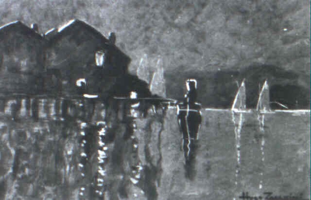 Harbor scene by Hugo Zacchini on artnet