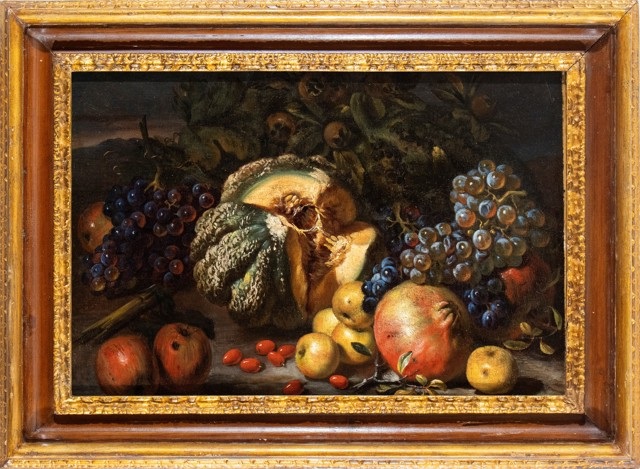 Still life with melon, pomegranates, apples and grapes by Giovanni ...