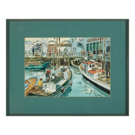 The Golden Gate Bridge, Coit Tower, and Fishermans Wharf a group of ...