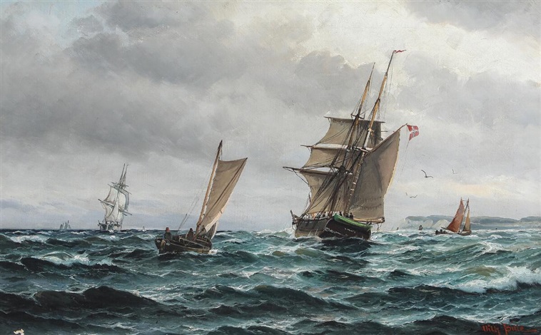 Marine with a Danish sailing ship and other sailing ships in the ...