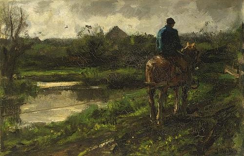 On the tow path by Jacob Henricus Maris on artnet