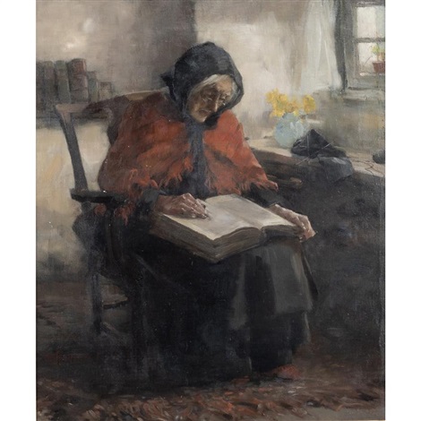 Woman in Red Reading by David Fulton on artnet