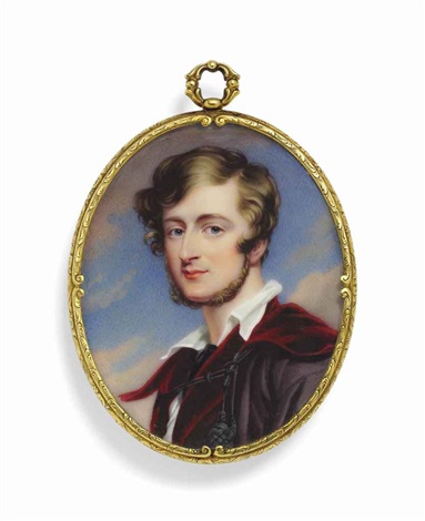 William Craven, 2nd Earl of Craven 1809-1866, in a purple coat lined ...