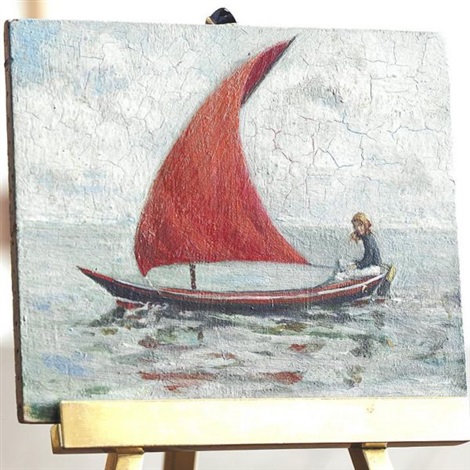 Jacqueline Kennedy Onassis in a sailboat by Aaron Shikler on artnet