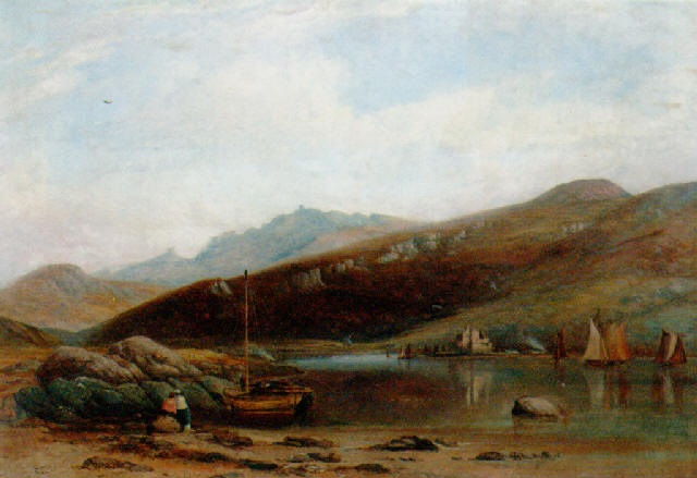 Figures on the shore of Loch Ranza, the Isle of Arran by Thomas R ...