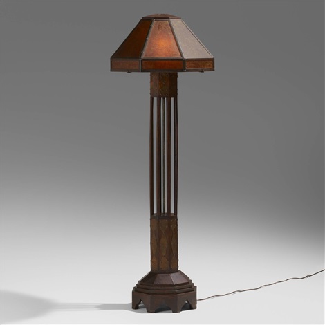 Mission Standing floor lamp base, model 157 with Aurora Studios shade ...