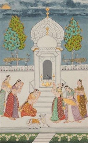 An illustration to a Ragamala series Bhairavi Ragini by Indian School ...