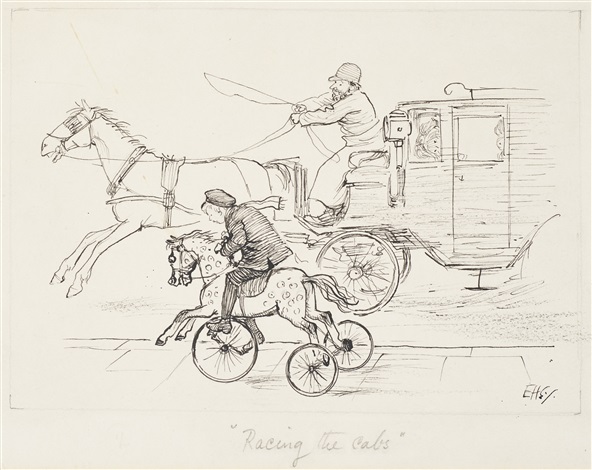 Racing the Cabs by Ernest H. Shepard on artnet