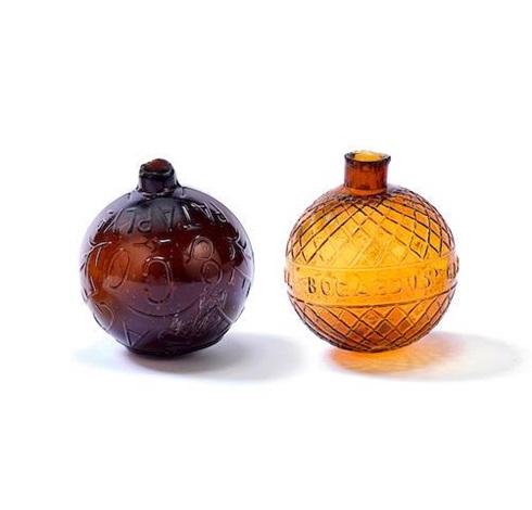 A very rare American glass target ball by E E Sage Co and an A H ...