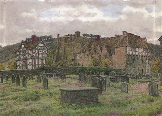 The fortified manor house at Stokesay, Shropshire by George Price Boyce ...