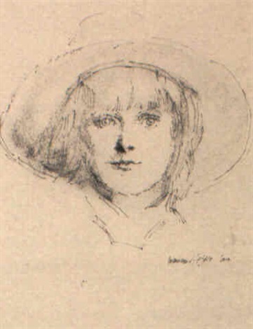 Portrait of a girl in a large hat by Norman Hepple on artnet