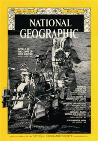 Alan Shepard with the MET, first wheeled lunar vehicle, during the ...