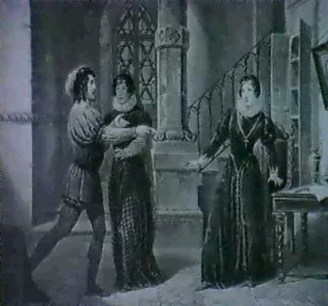 SZENE AUS SCHILLERS MARIA STUART, MORTIMER BEGEGNET MARIA STUART by ...
