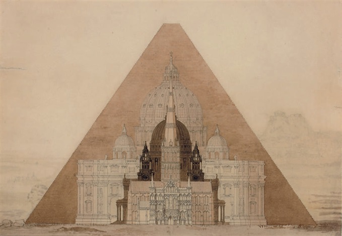 Comparative height of the Great Pyramid at Giza with St. Peters ...