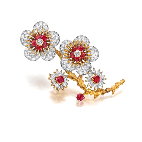 ATTRIBUTED TO KURT WAYNE A RUBY AND DIAMOND BROOCH by Kurt Wayne on artnet