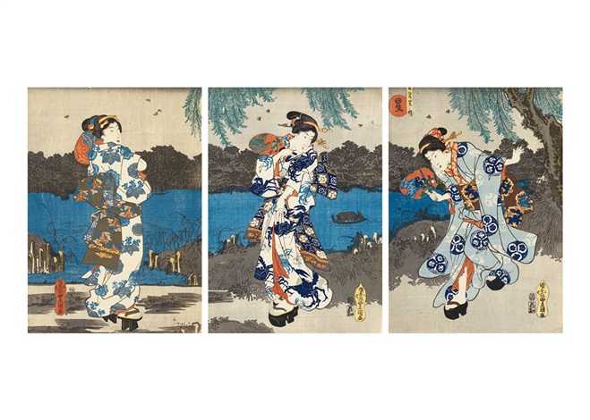 THE STAR FROM BEAUTY PICTURES OF SUN, MOON AND STAR triptych by Utagawa ...