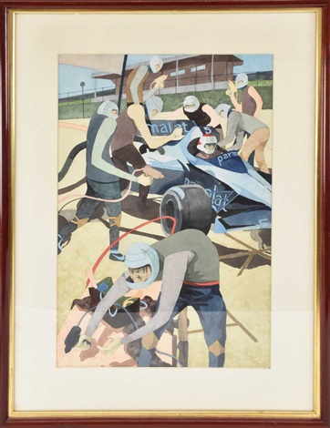 Motor racing scene by George Large on artnet