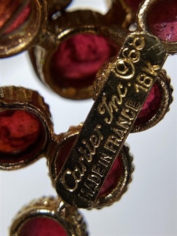 Cartier Gold, Gripoix Glass, Cabochon Sapphire and Diamond Bull Clip ...