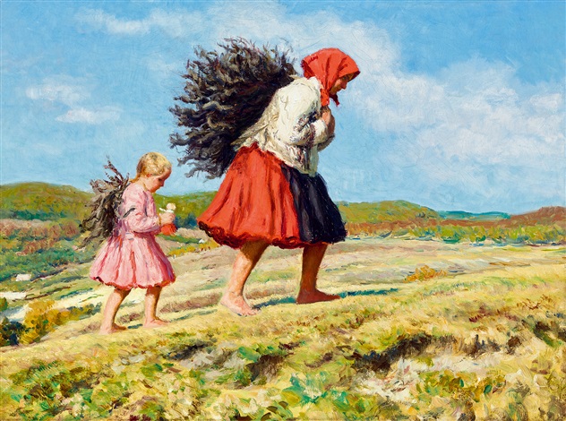 Girls Gathering Sticks by Oszkár Glatz on artnet