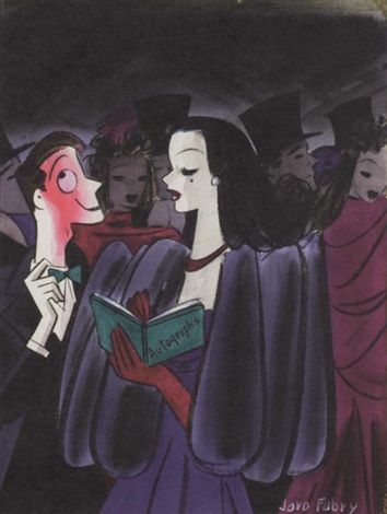 Starlet signing autograph for blushing male fan by Jaro Fabry on artnet