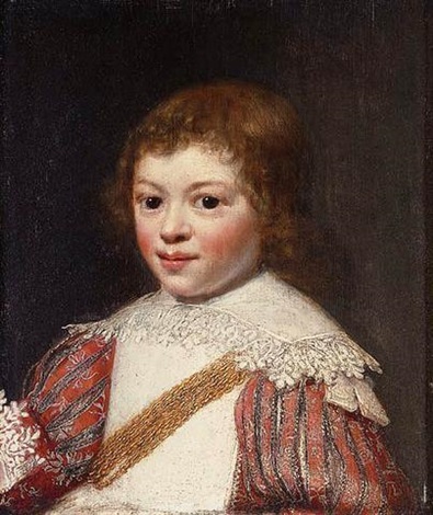 Portrait of a boy Prince Rupert in a red costume and white collar by ...