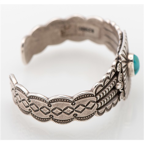 Silver and Turquoise Cuff Bracelet by Perry Shorty on artnet