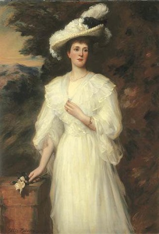 Portrait of Edith, Lady Cunard, in a white dress by Ellis William ...