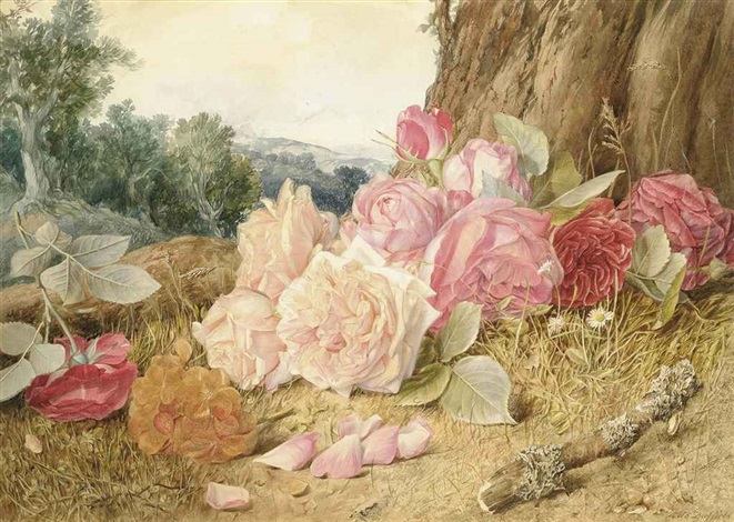 Still life with wild pink roses by Mary Elizabeth Duffield on artnet