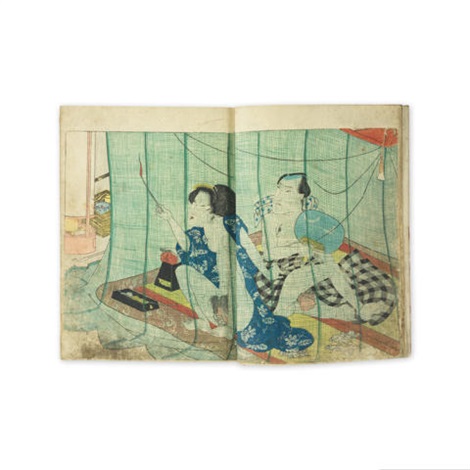 A hanshibon-size shunga book, probably vol.2 from the complete four ...