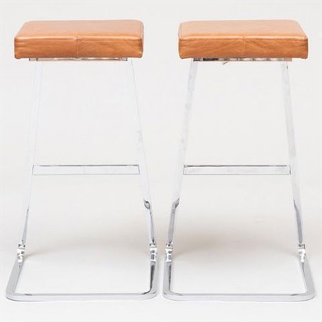 Set of Four Philip Johnson and Mies Van der Rohe for Knoll Chrome and ...