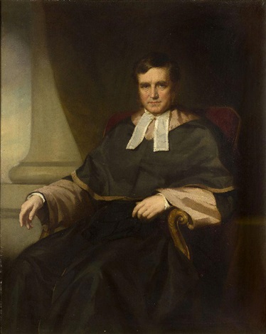 Portrait of Sir Joshua Rowe, C.B., seated three-quarter length to the ...