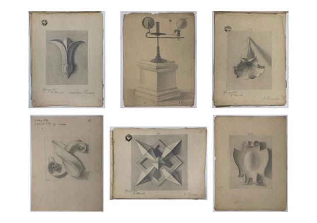 Description Folder of 41 Russian Academic drawings with Empire stamps ...