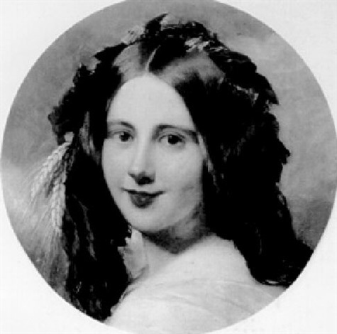 Portrait of Mrs. Anne Paddon, head and shoulders in a black lace shawl ...