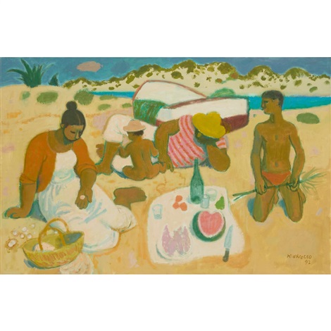 PICNIC ON THE BEACH by Alberto Morrocco on artnet