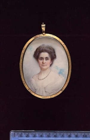 Miss Harriet Hale Rix, wearing white shawl and bead necklace by ...