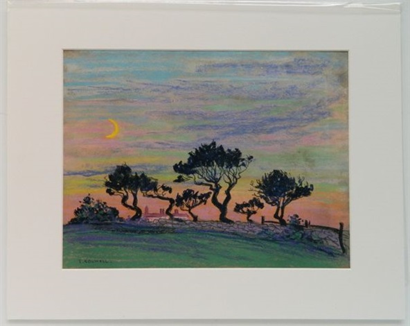 House in Landscape at Dusk by Elizabeth Colwell on artnet