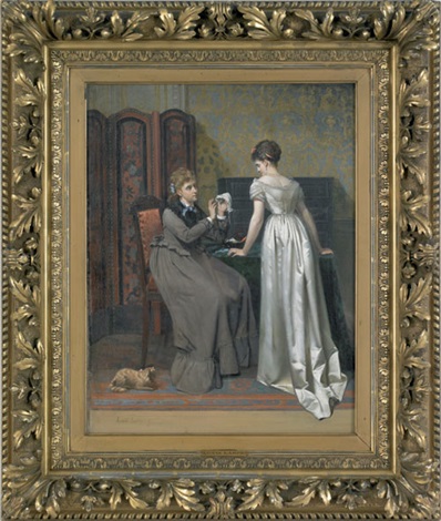 Untitled Interior scene with two young women by Louis Lampe on artnet