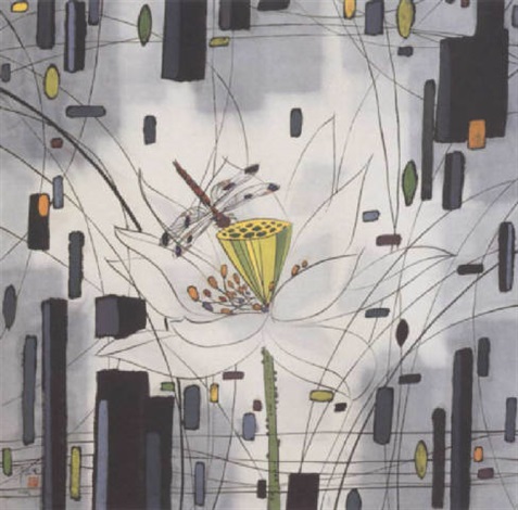 Lotus and dragonfly by Li Fuyuan on artnet